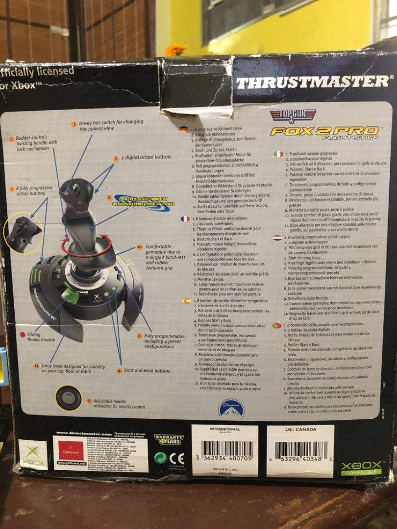 Xbox gaming console thrustmaster flight stick Pro racer hand held ...