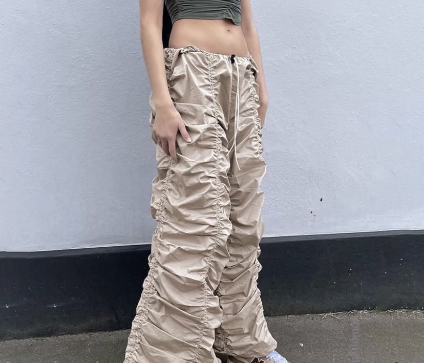 Y2K Ruched Wide Leg Pants, Women's Fashion, Bottoms, Other Bottoms on ...