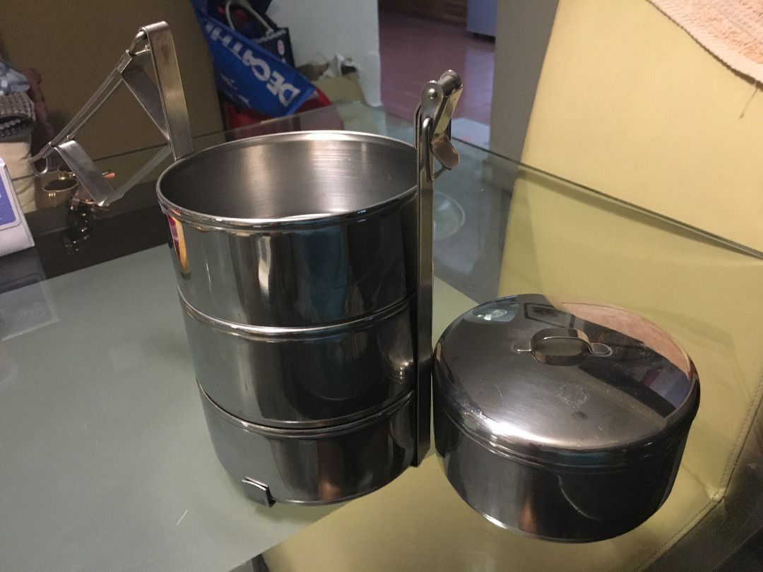 Zebra Stainless Steel 4-Tier Tiffin Carrier (Food Container), Furniture ...