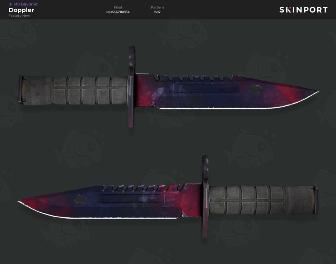 [0.03] CSGO/CS2 M9 Bayonet Doppler Phase 1 [P1] PURPLE ON BOTH ENDS SKIN KNIVES ITEMS, Video ...