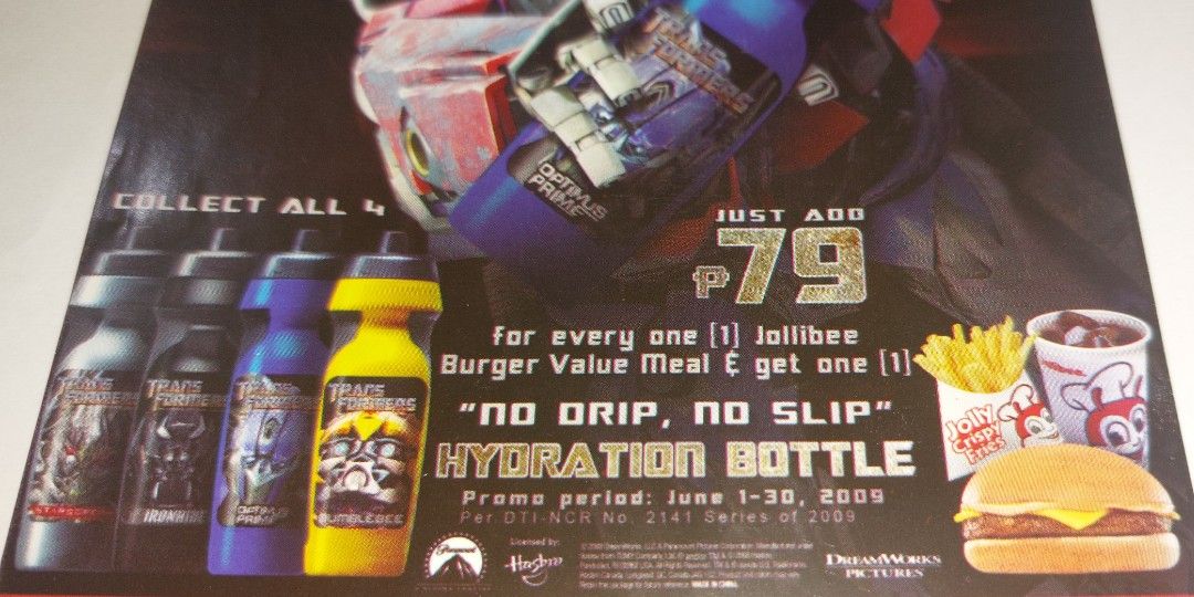 2009 Jollibee Transformers Revenge Of The Fallen Leaflet Menu Ad ...