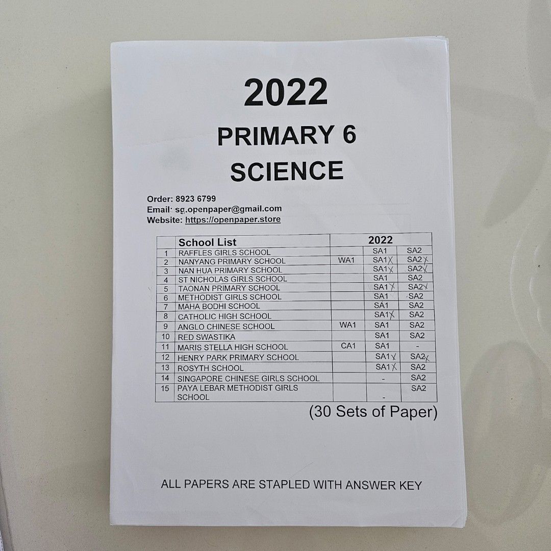 2022 P6 Science Exam Paper FREE 2023 Prelim Paper, Hobbies & Toys ...