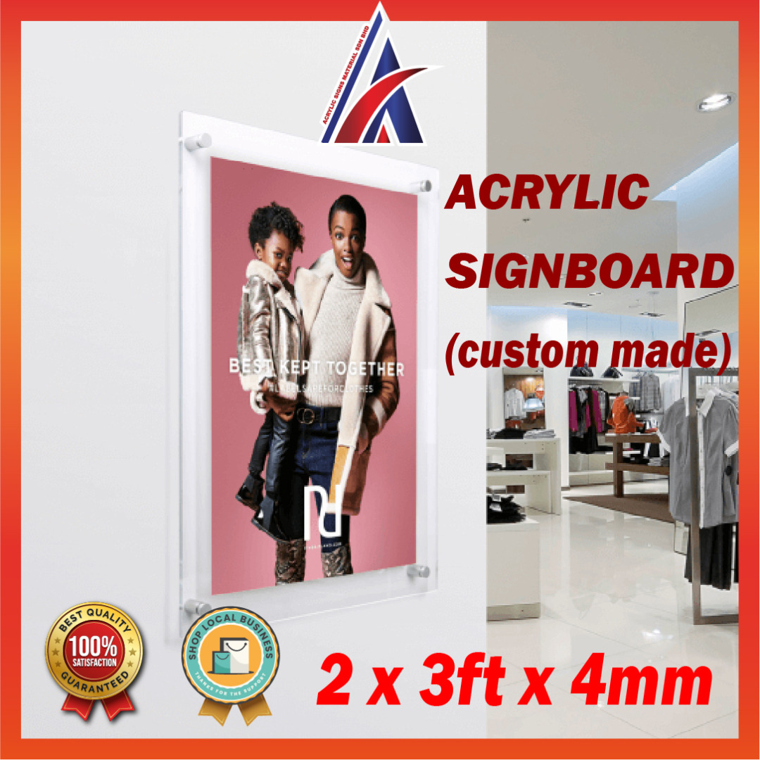[2x3ftx4mm] Acrylic Signboard / Signage/ Indoor acrylic signboard ...
