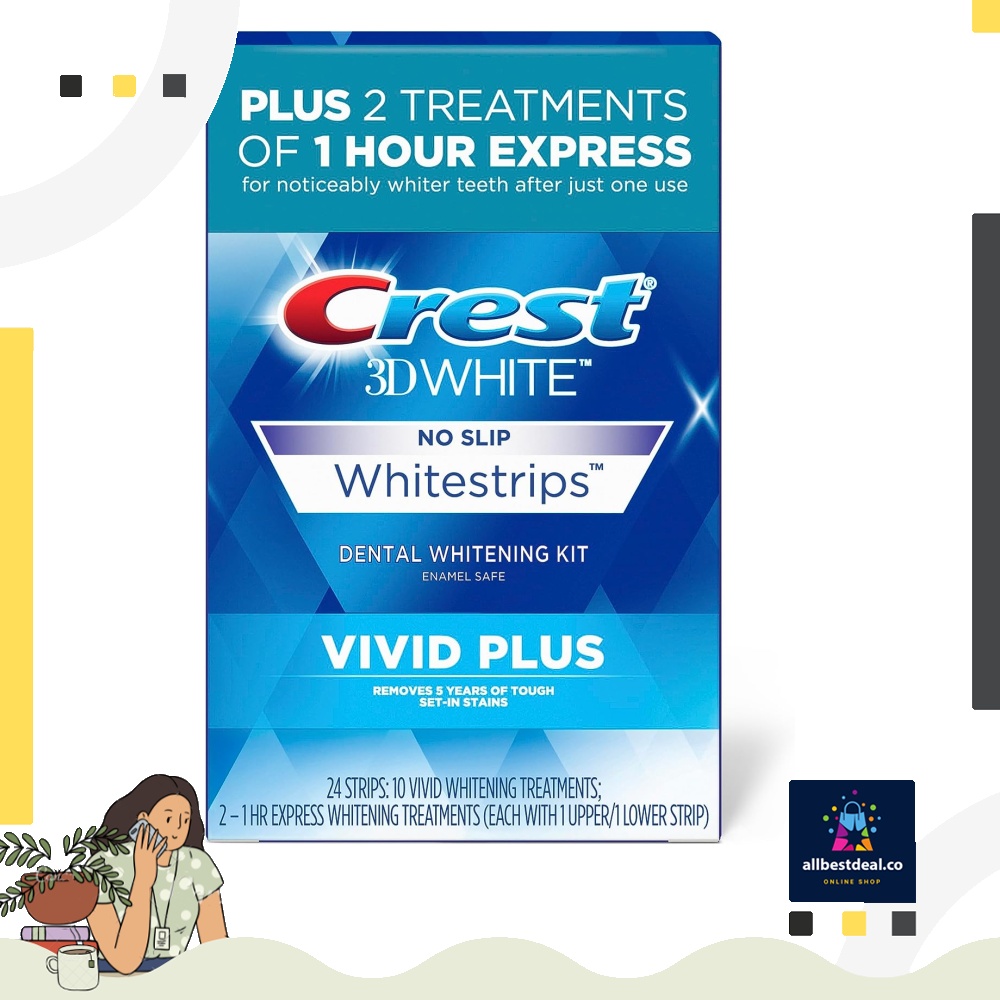 3D Whitestrips, Vivid Plus, Teeth Whitening Strip Kit, 24 Strips (10 ...