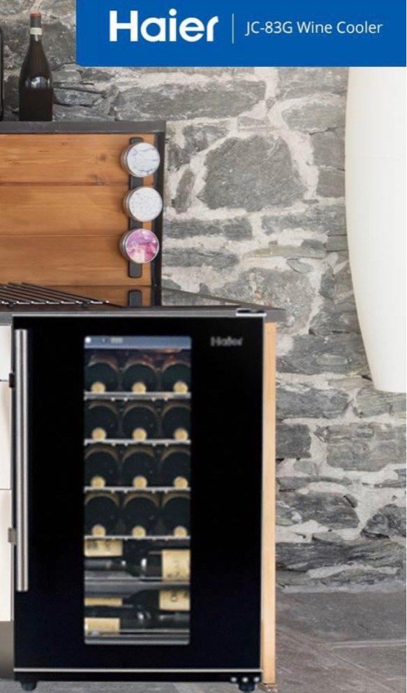 海爾紅酒櫃 (30 瓶 bottles) Haier Wine Cooler JC-83G , 家庭電器, 廚房電器, 酒窖及存倉 - Carousell