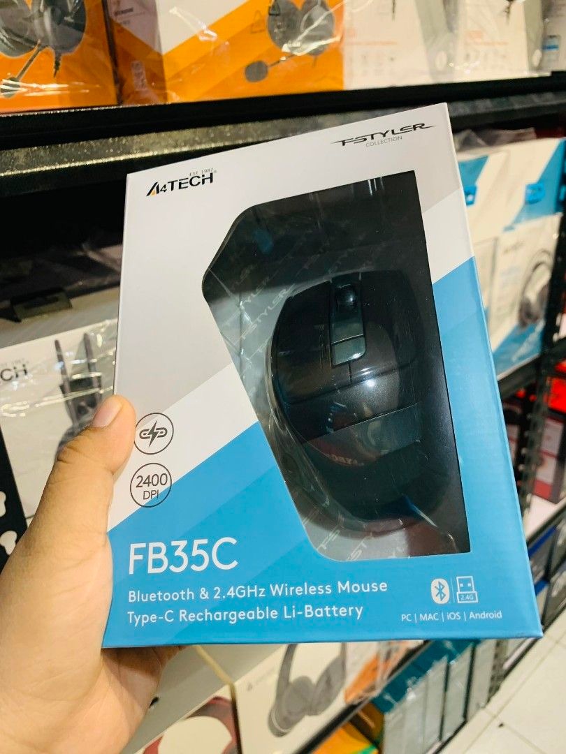 A4Tech Fstyler FB35C Rechargeable Bluetooth & 2.4G Wireless Mouse Midnight Green, Computers ...