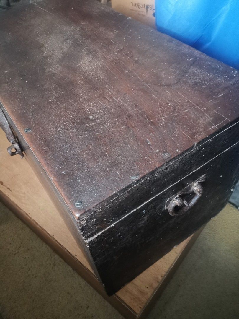Antique big Wooden chest box, Furniture & Home Living, Home Improvement ...