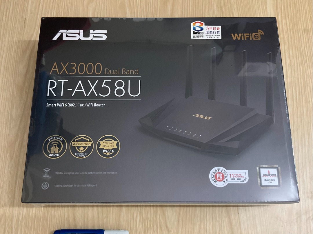 ASUS AX3000 Dual Band WiFi 6 (802.11ax) Router (RT-AX58U) / 華碩 AX3000 雙頻 WiFi 6 (802.11ax) 路由器 ...