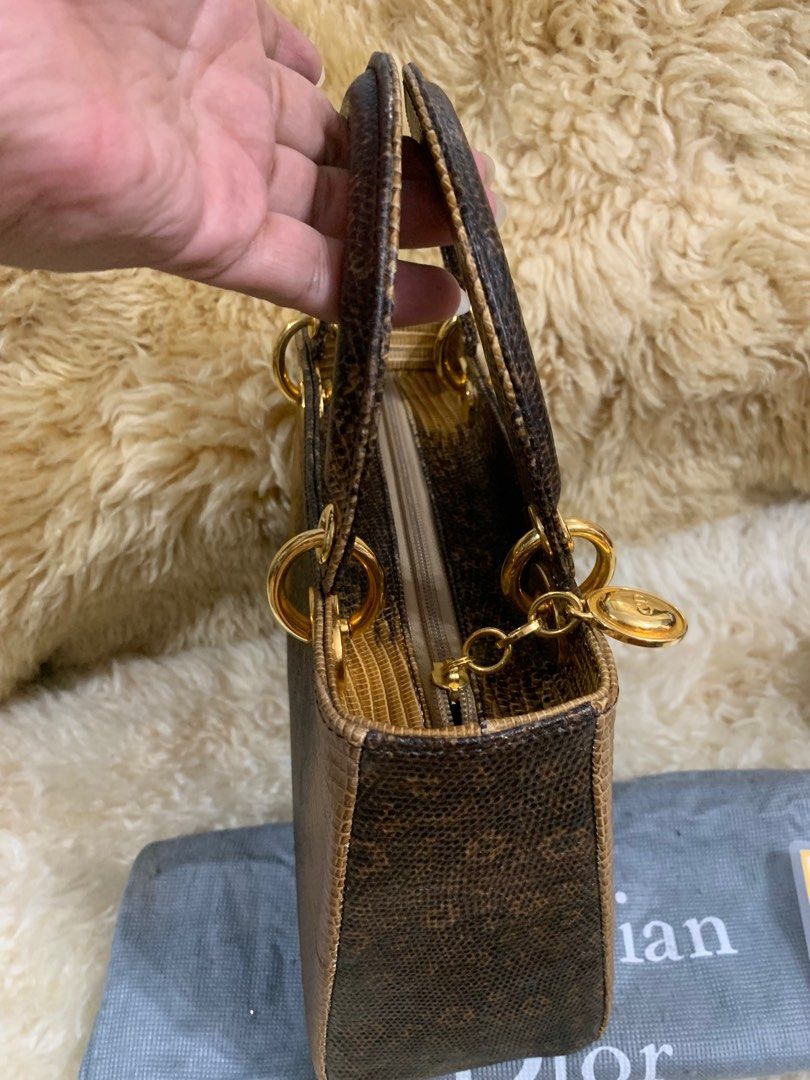 Authentic CHRISTIAN DIOR Exotic Lizard Lady Dior medium with entrupy ...