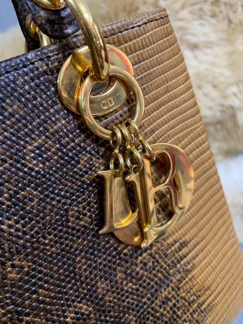 Authentic CHRISTIAN DIOR Exotic Lizard Lady Dior medium with entrupy ...