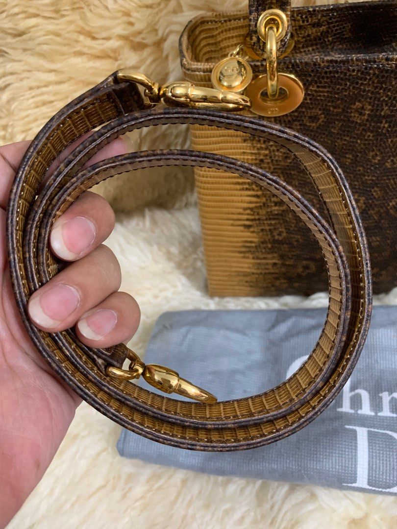 Authentic CHRISTIAN DIOR Exotic Lizard Lady Dior medium with entrupy ...