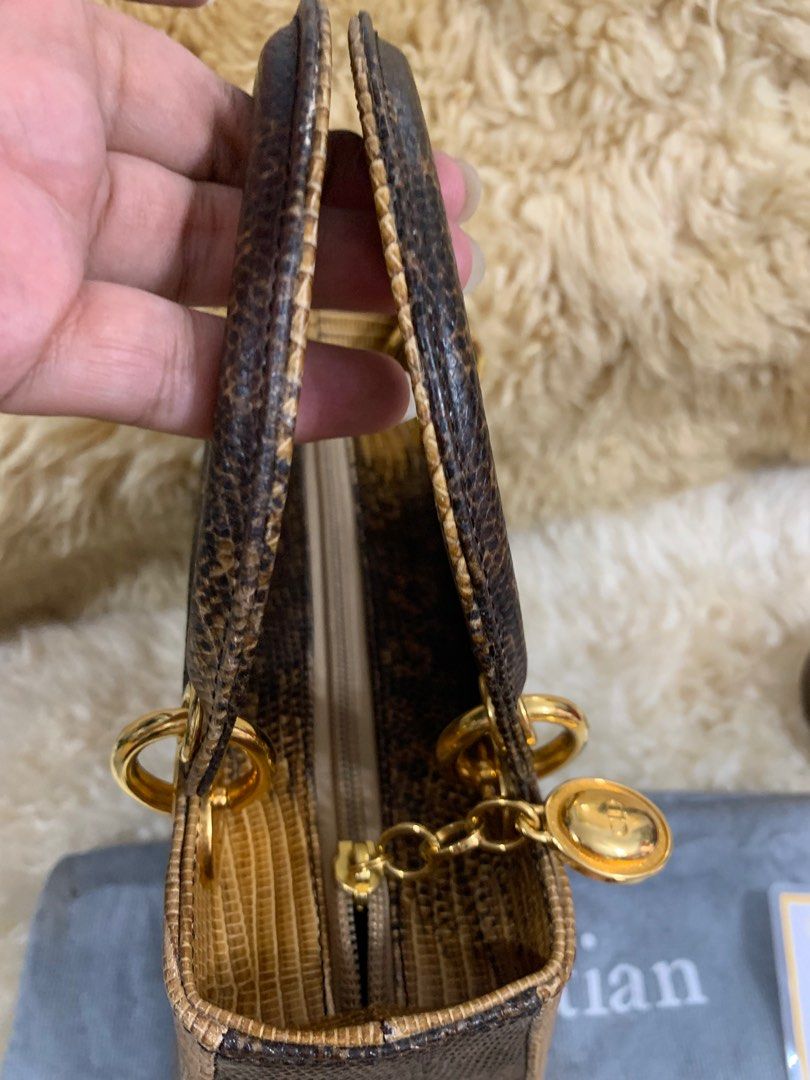Authentic CHRISTIAN DIOR Exotic Lizard Lady Dior medium with entrupy ...