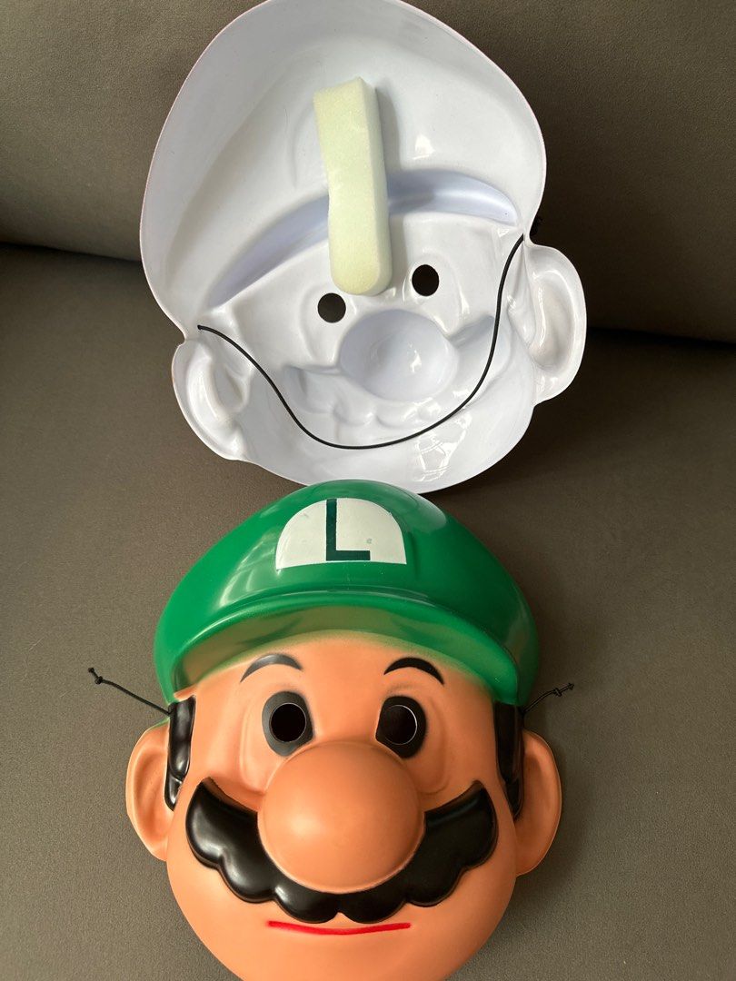 [Avail] Mario & Luigi Plastic Mask Halloween Funny Masks Mascot Costume ...