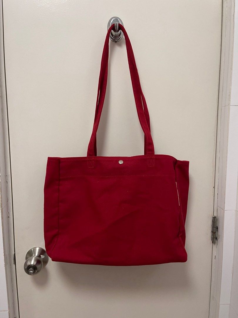 badass tote girl canvas work tote in berry, Women's Fashion, Bags ...