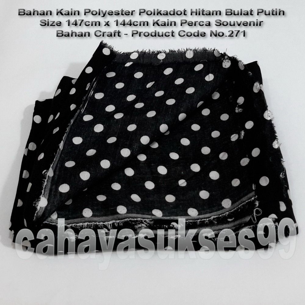 Bahan Kain Polyester Hitam Polkadot 154cm x 121cm Souvenir Craft 271C ...
