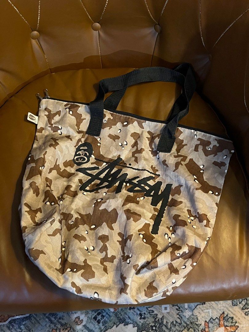 Bape x Stussy camo zip tote bag, Luxury, Bags & Wallets on Carousell