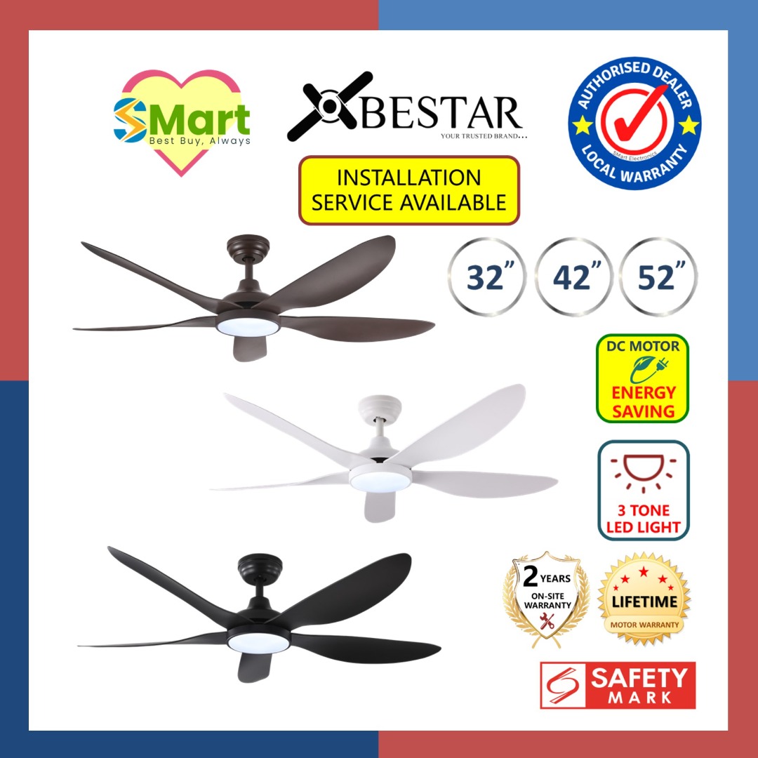 Bestar Wind 32 42 52 Inch DC Motor Ceiling Fan *PM for INSTALLATION*, Furniture & Home Living ...