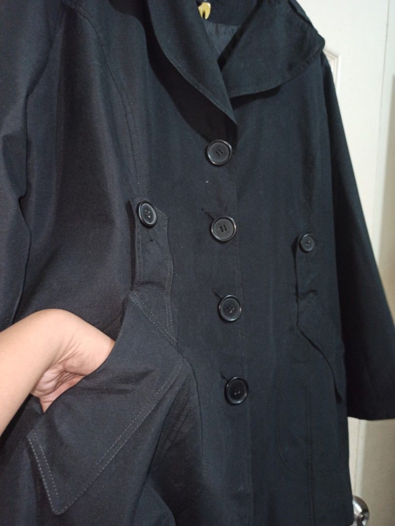 JOUJOU BLACK HIP TRENCH COAT JACKET WITH BELT - PRELOVED, Women's ...