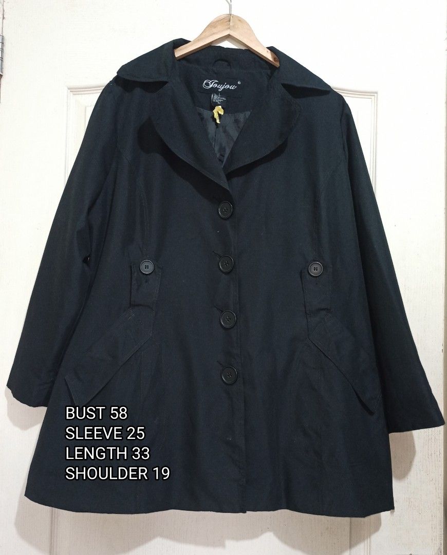 JOUJOU BLACK HIP TRENCH COAT JACKET WITH BELT - PRELOVED, Women's ...