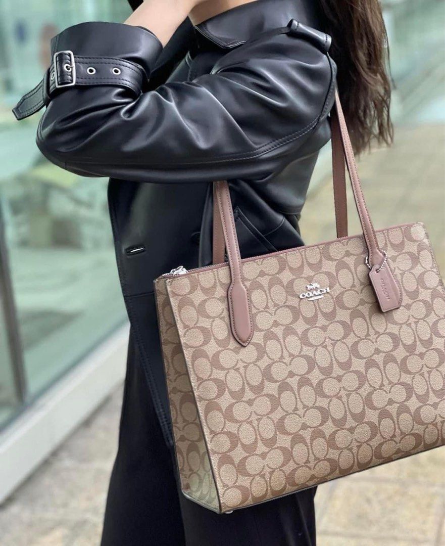 Brown Mono Coach Nina Carryall, Women's Fashion, Bags & Wallets, Tote ...