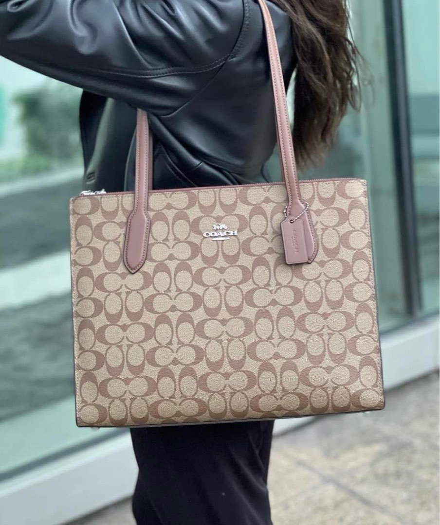 Brown Mono Coach Nina Carryall, Women's Fashion, Bags & Wallets, Tote ...
