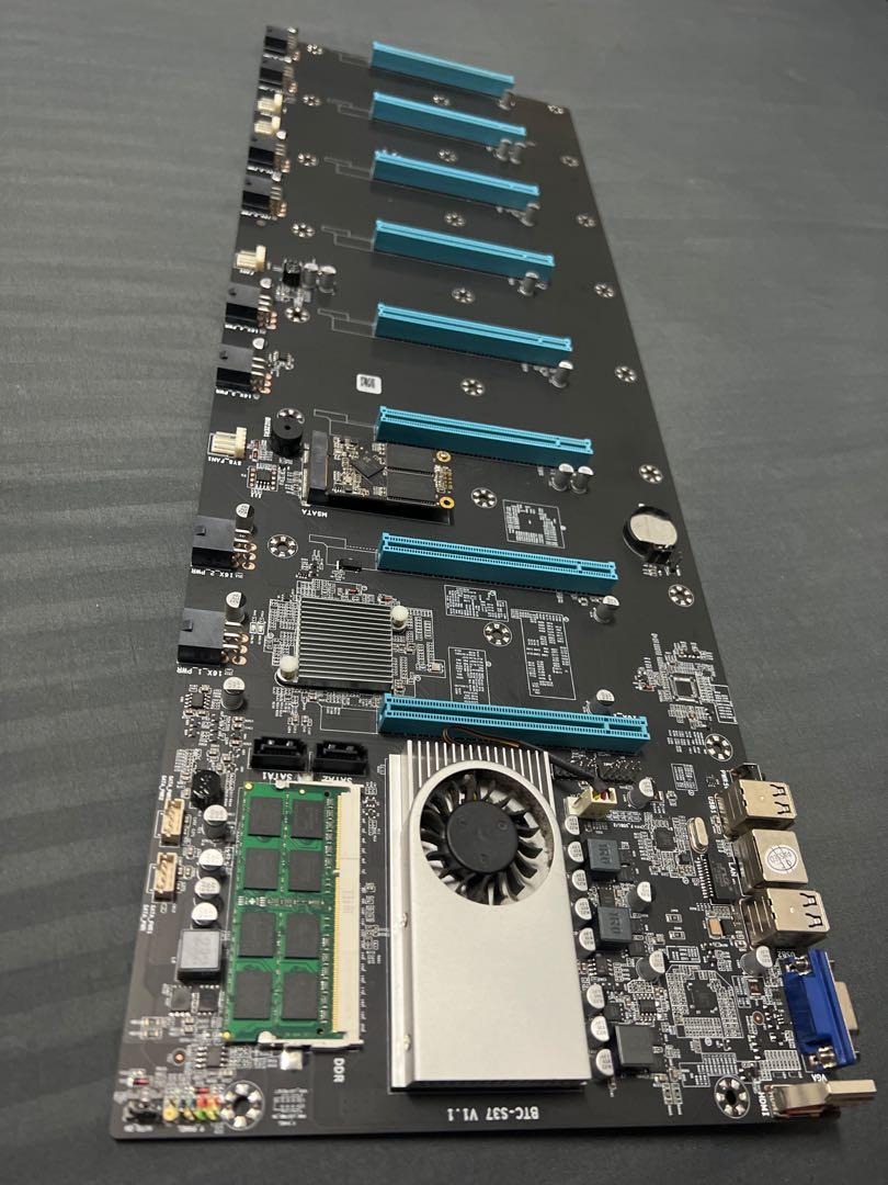 BTC-S37 8 GPU Bitcoin Cryptography Mining Motherboard with 128GB MSATA ...