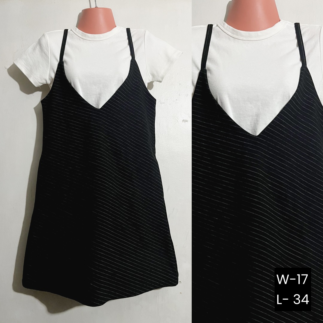 BUNDLE DRESS JUMPER AND CROP TOP SET 2 WHITE AND BLACK, Women's Fashion ...