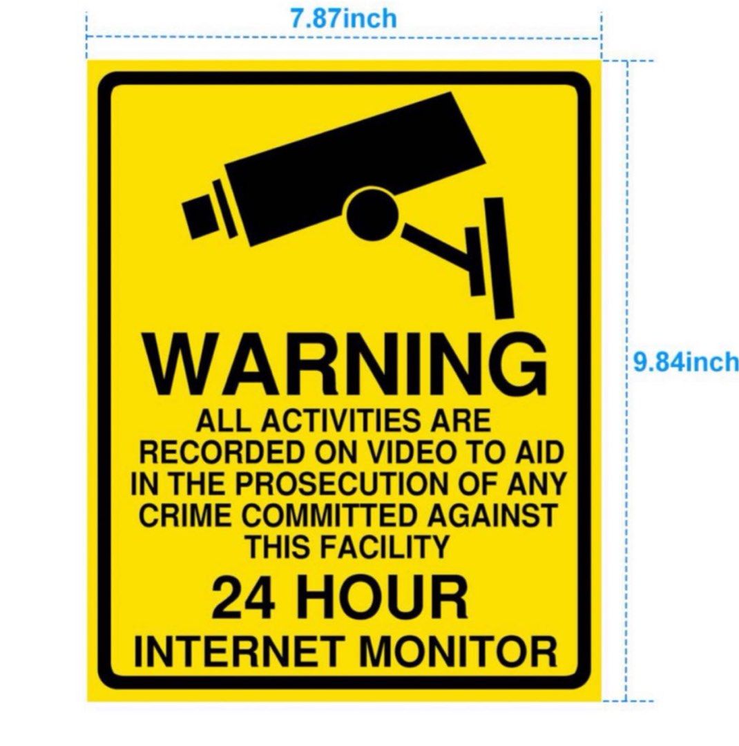 CCTV Warning Camera Alarm Sticker 24 Hours Monitor, Furniture & Home ...