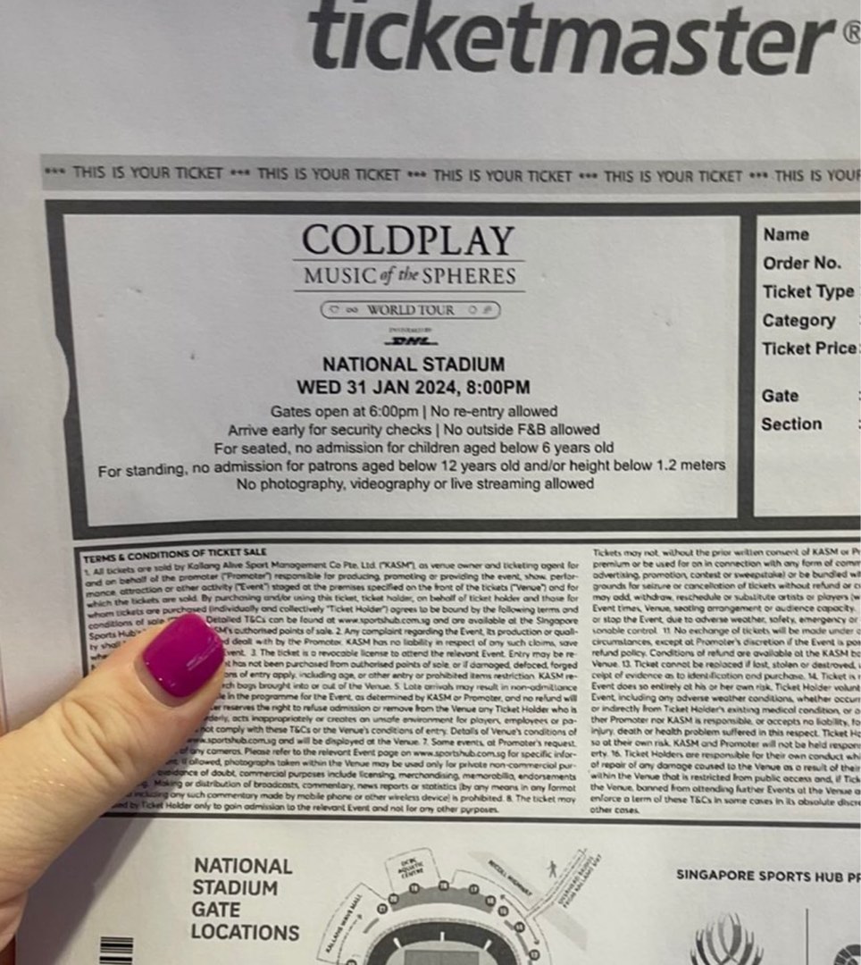 Coldplay tickets 31 Jan, Tickets & Vouchers, Event Tickets on Carousell