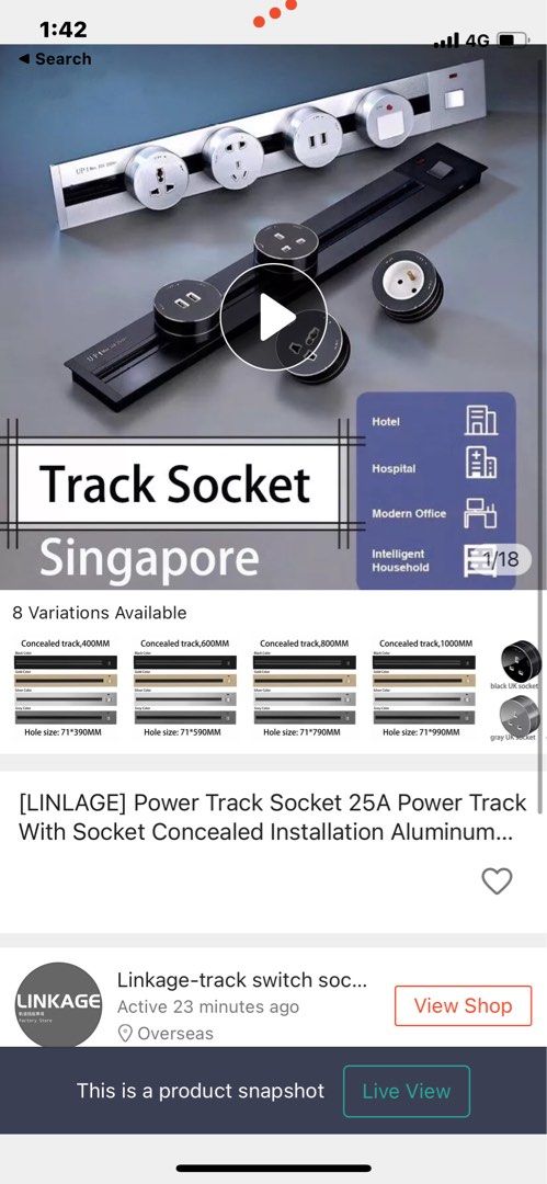 Concealed Power Track w 4 plugs (Black), Furniture & Home Living ...