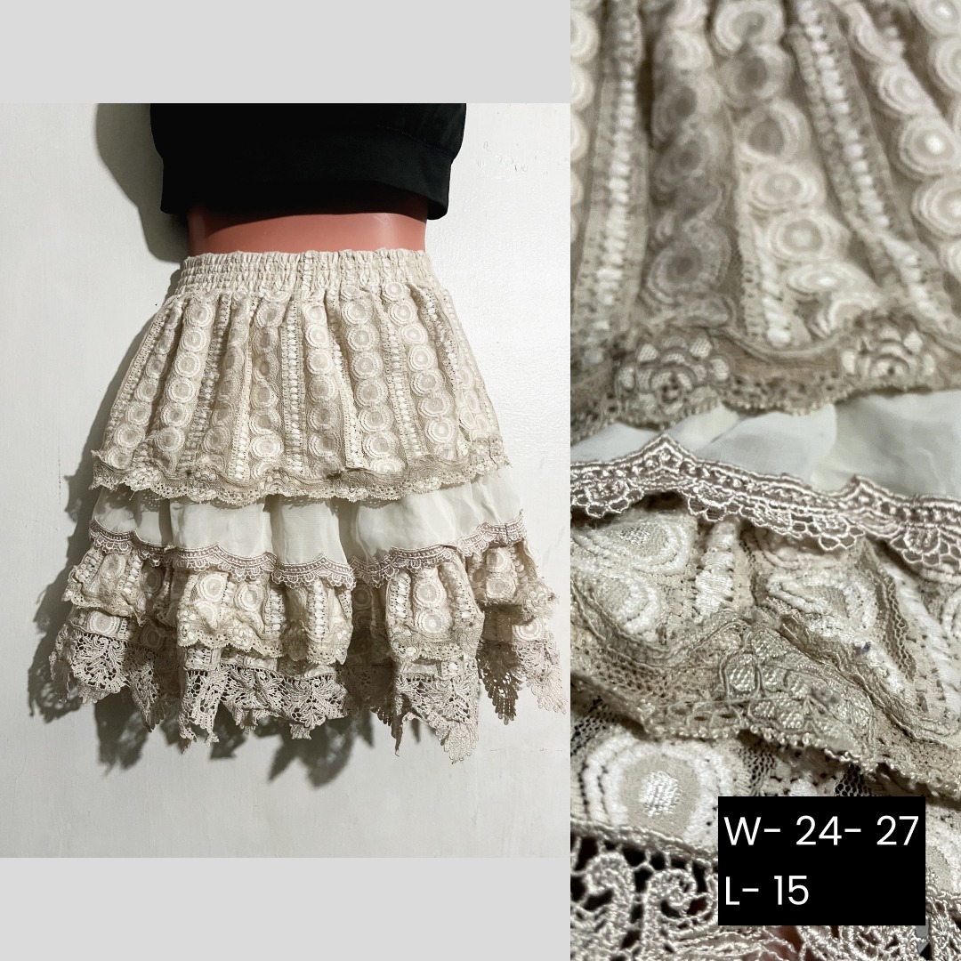 CREAM COLORED SKIRT COQUETTE, Women's Fashion, Bottoms, Skirts on Carousell