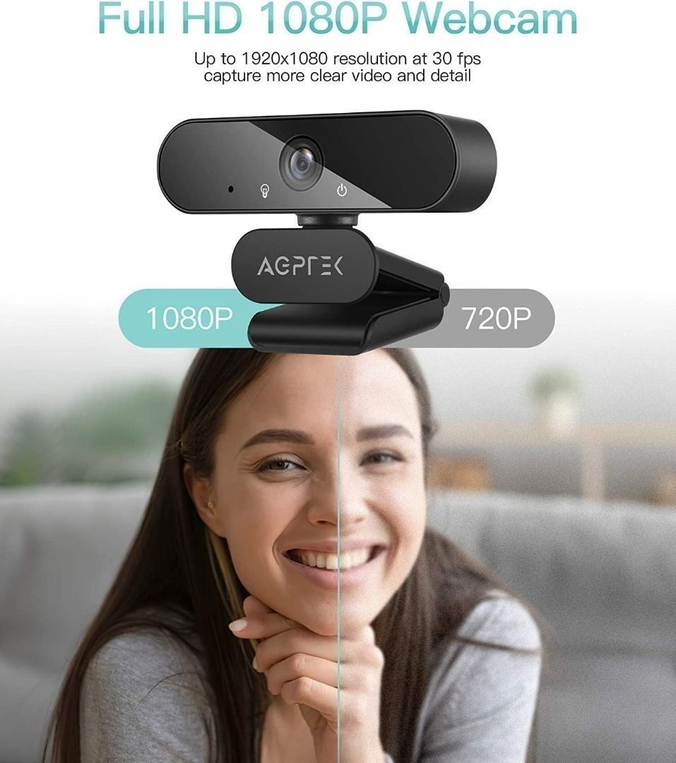 DISCOUNTED! Webcam for PC with Microphone, AGPTEK 1080P Full HD Webcam ...