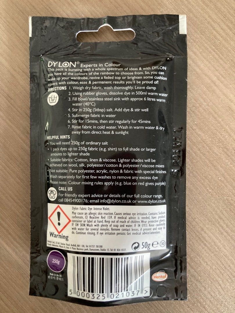 Dylon fabric dye (purple), Everything Else on Carousell