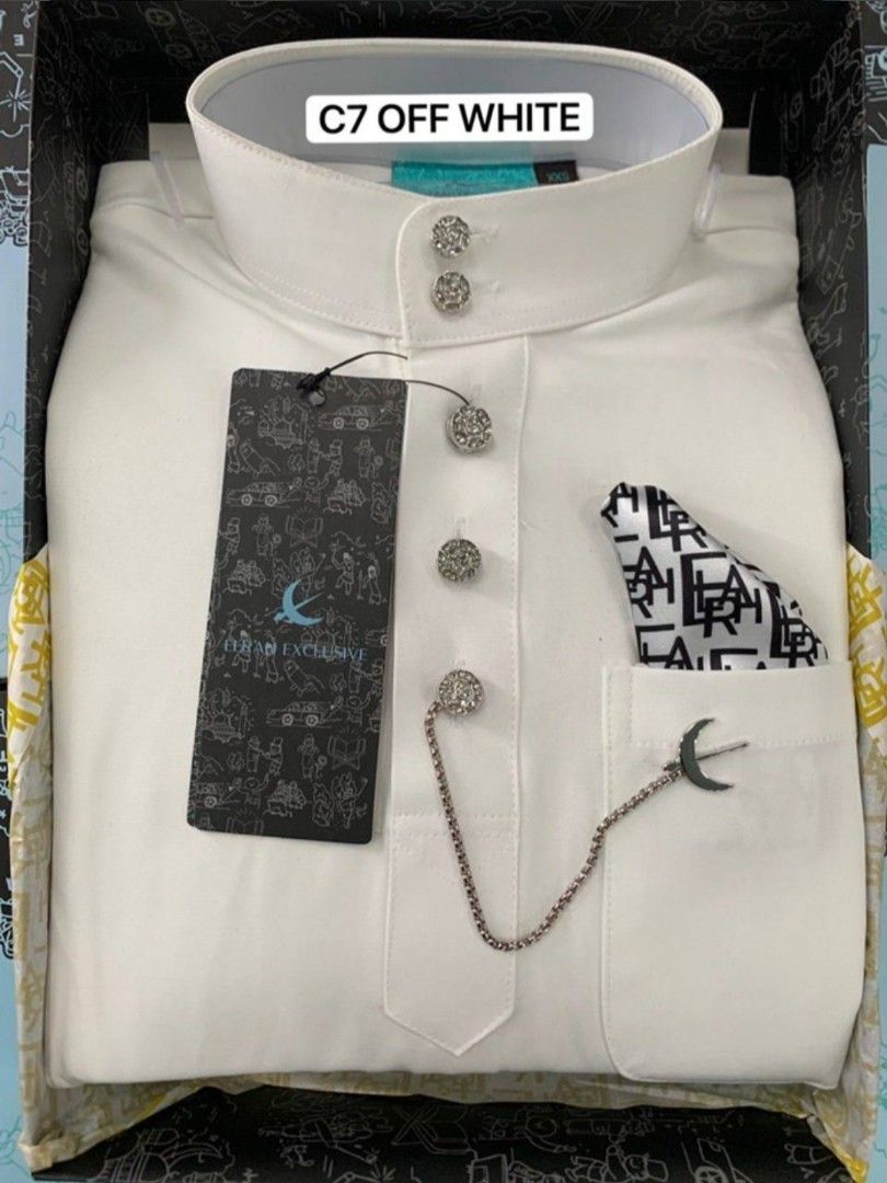Elrah x Meerqeen Magnificent 4.0 Baju Melayu Off White, Men's Fashion ...