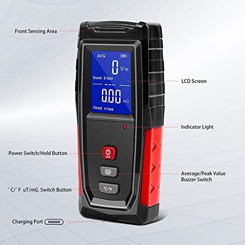 EMF Tester, Electromagnetic Radiation Detector, Rechargeable Digital ...