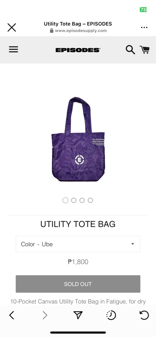 Episodes Utility Tote Bag Ube, Women's Fashion, Bags & Wallets, Tote ...