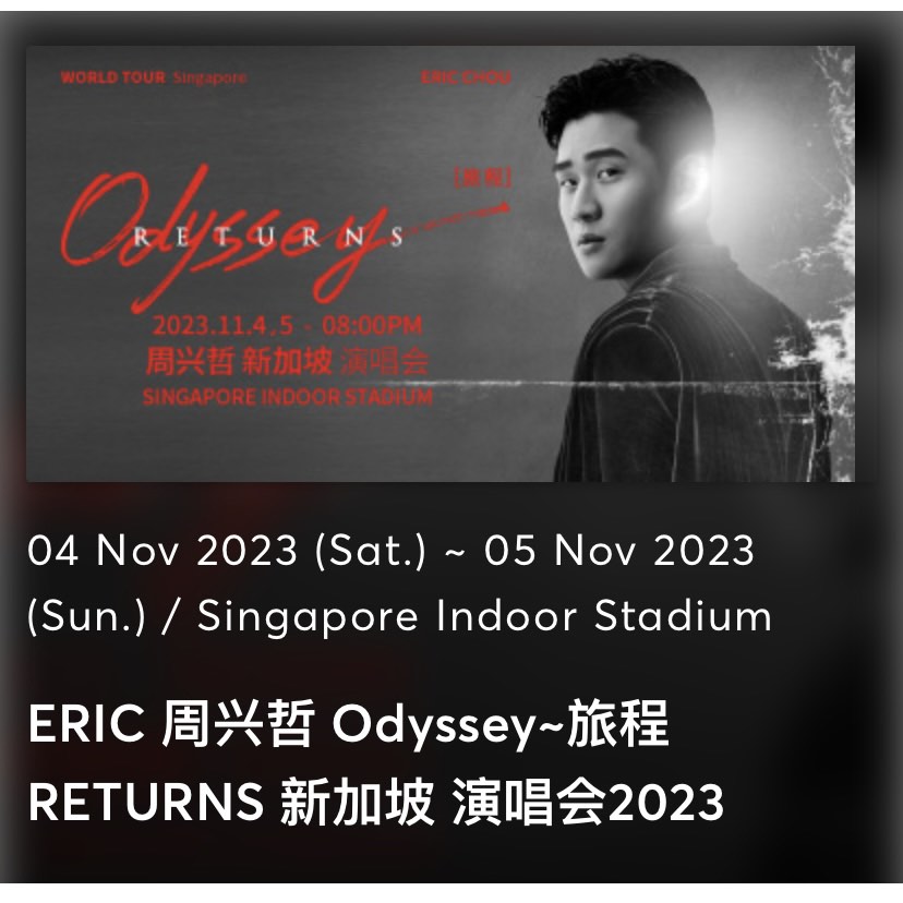 Eric Chou 2023 Odyssey Concert Singapore, Tickets & Vouchers, Event ...