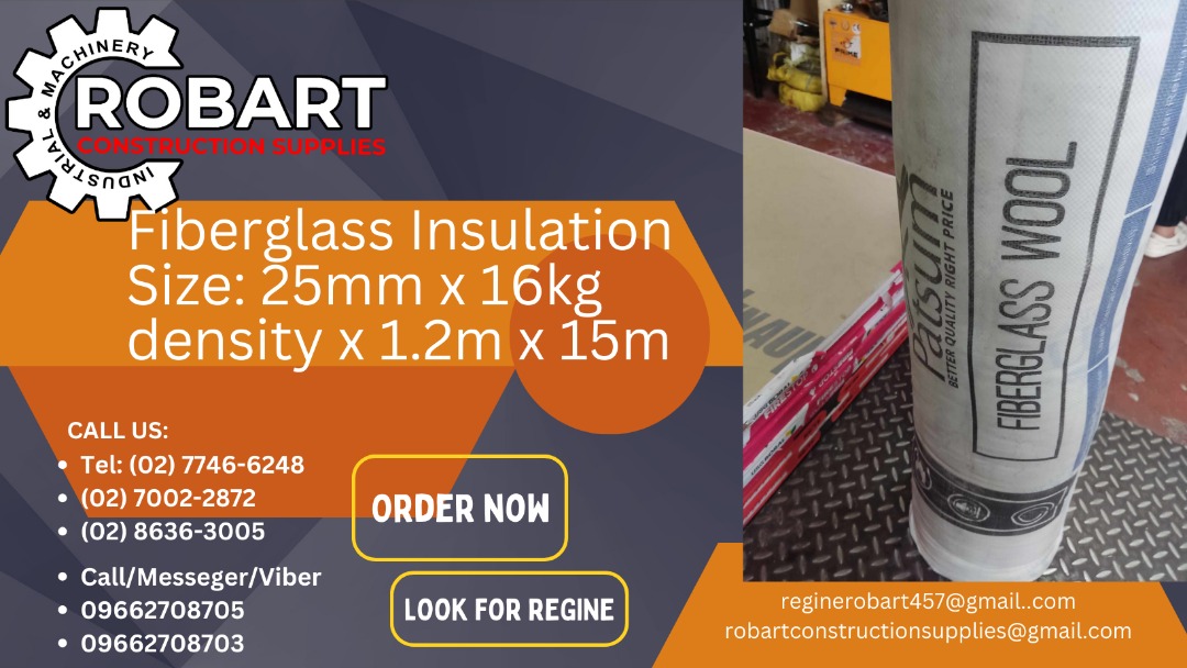Fiberglass Insulation Size: 25mm x 16kg density x 1.2m x 15m ...