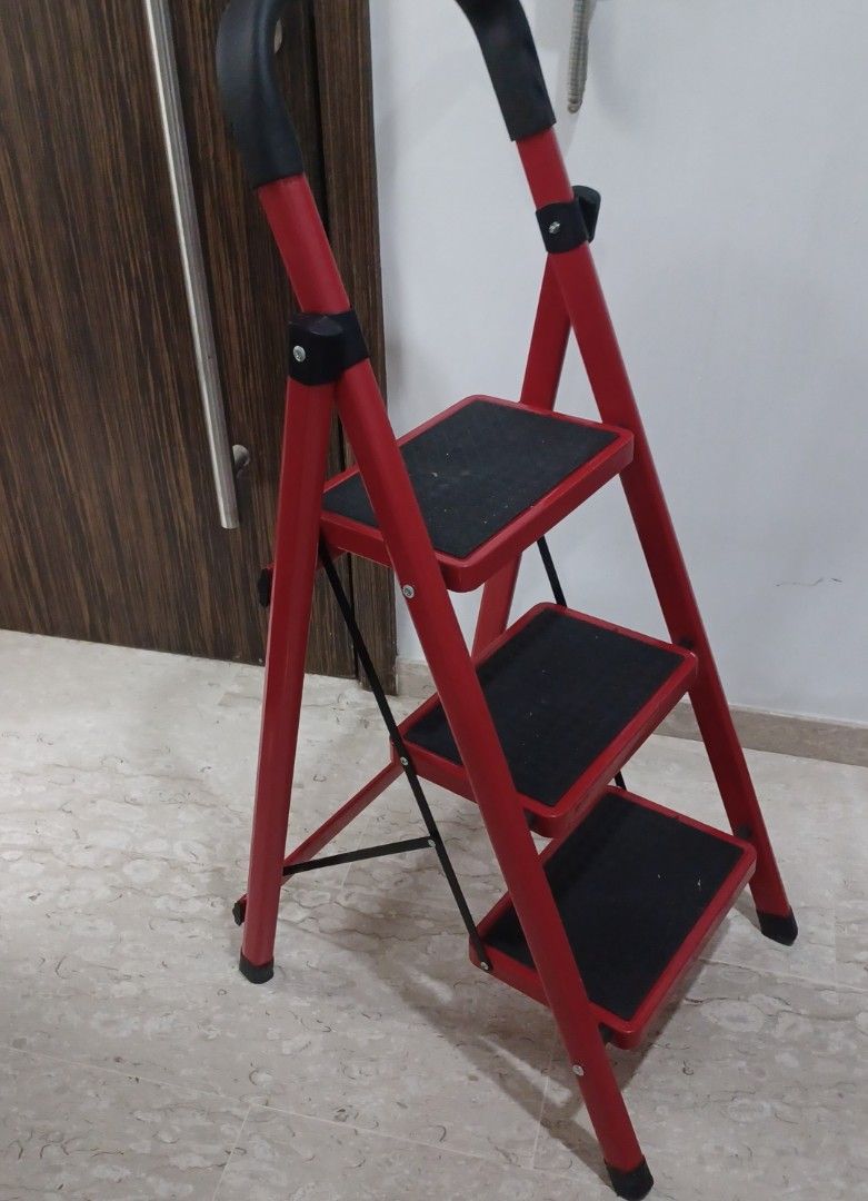 Foldable sturdy 3 step ladder, Furniture & Home Living, Home ...