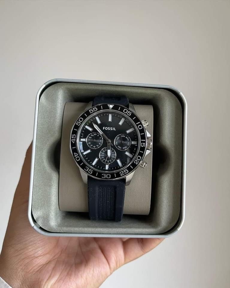 FOSSIL BLACK RUBBER STRAP MENS AUTHENTIC WATCH, Men's Fashion, Watches ...