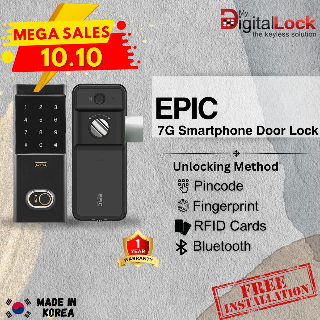 [FREE INSTALLATION] Epic 7G Smartphone Door Digital Lock (Made in Korea ...