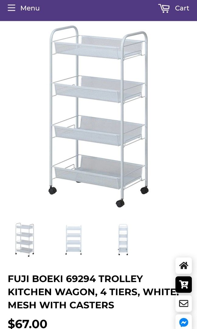 Fuji Boeki Kitchen Trolley| VERY NEW! (with Wheels wagon), Furniture & Home Living, Furniture ...