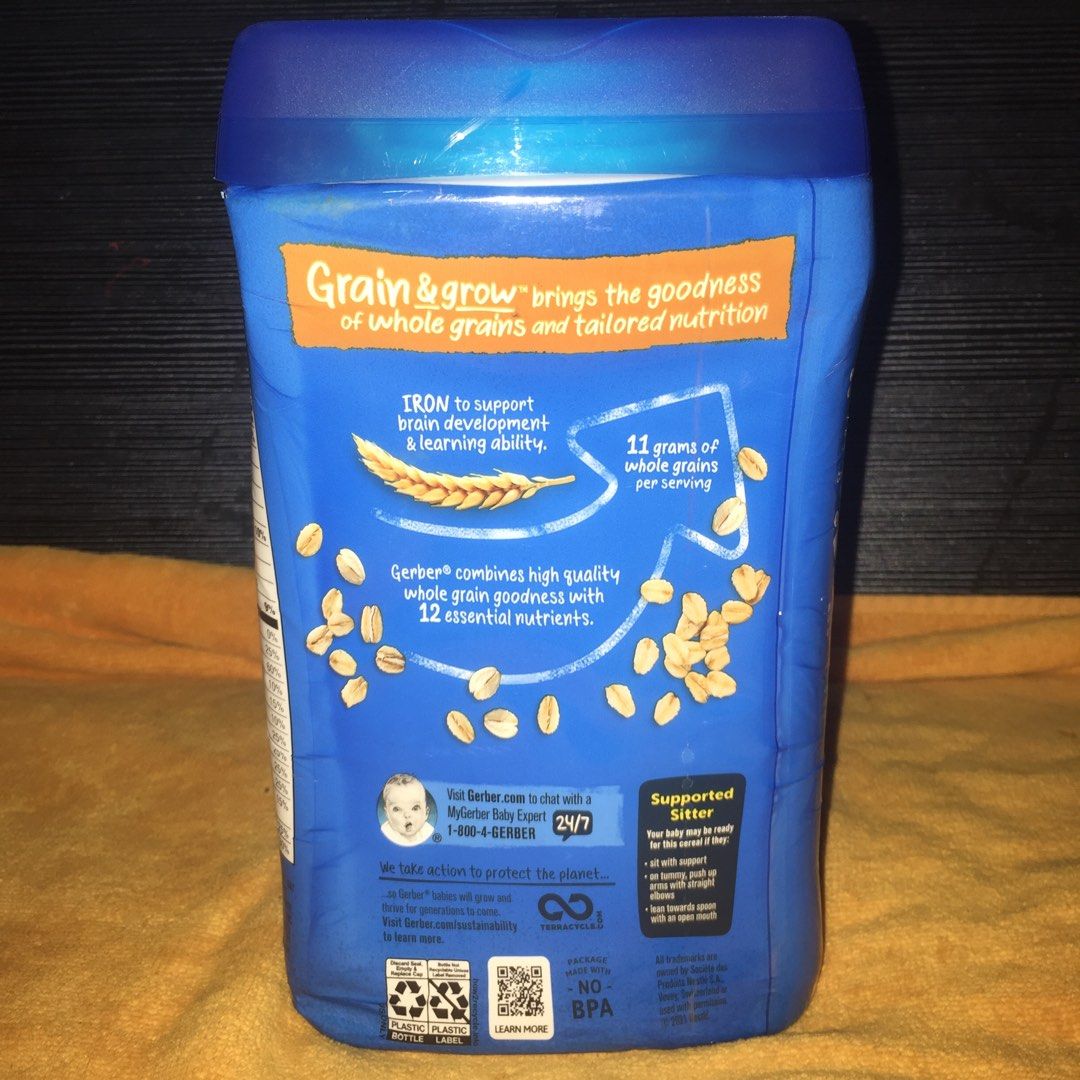 GERBER | Grain & Grow Oatmeal Cereal for baby (16oz/454g), Babies & Kids, Nursing & Feeding ...