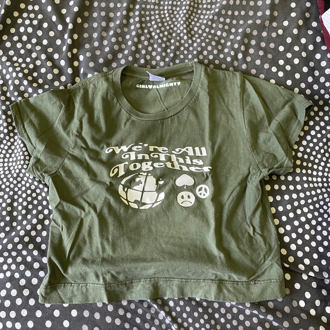 girl almighty army green crop top, Women's Fashion, Tops, Shirts on ...