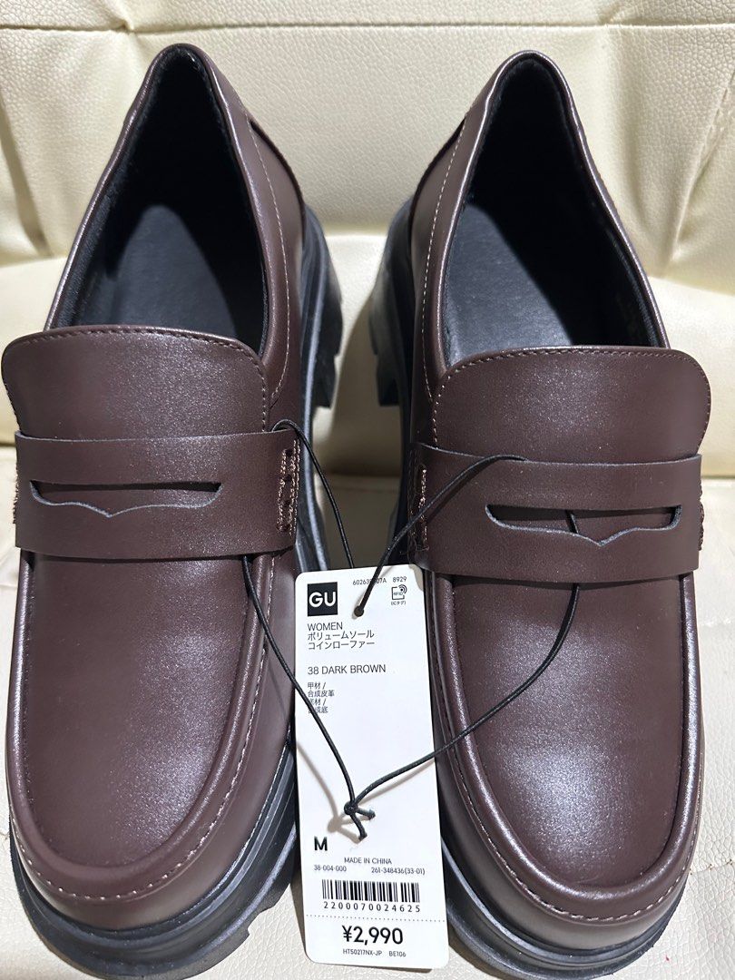 GU Chunky Loafers Dark Brown, Men's Fashion, Footwear, Dress Shoes on Carousell