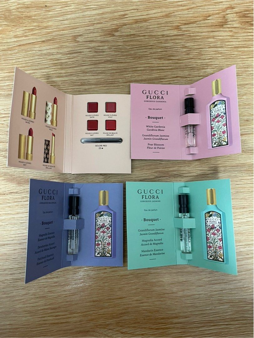 gucci flora perfume samples and gucci goldie red lipstick sample, Beauty & Personal Care ...