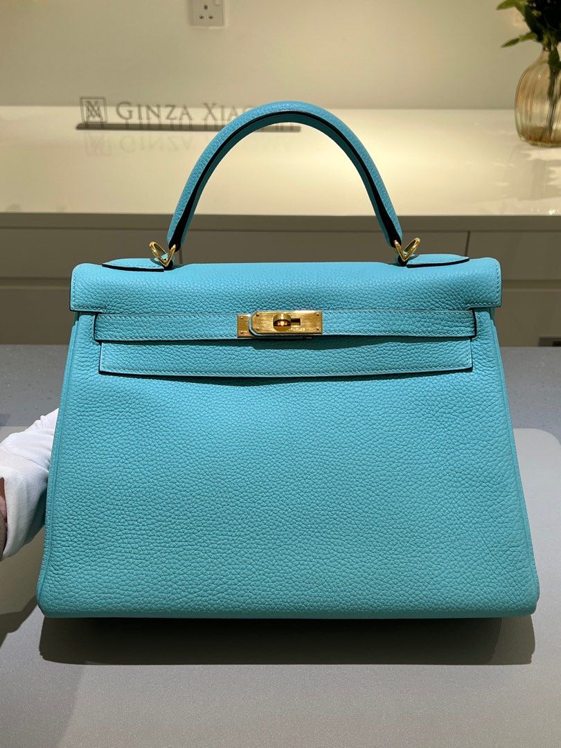 Hermes Kelly 32 in Blue Atoll Togo with GHW, Luxury, Bags & Wallets on ...