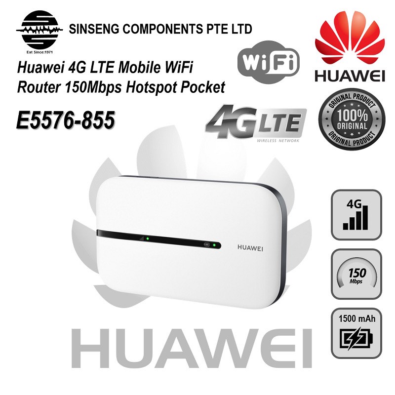 HUAWEI E5576-855 150Mbps Pocket Portable 4G WiFi Sim Card Router with ...