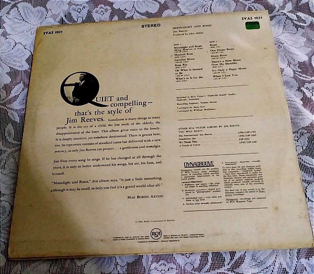 Jim Reeves - Moonlight And Roses (LP) VINYL PLAKA, Hobbies & Toys ...