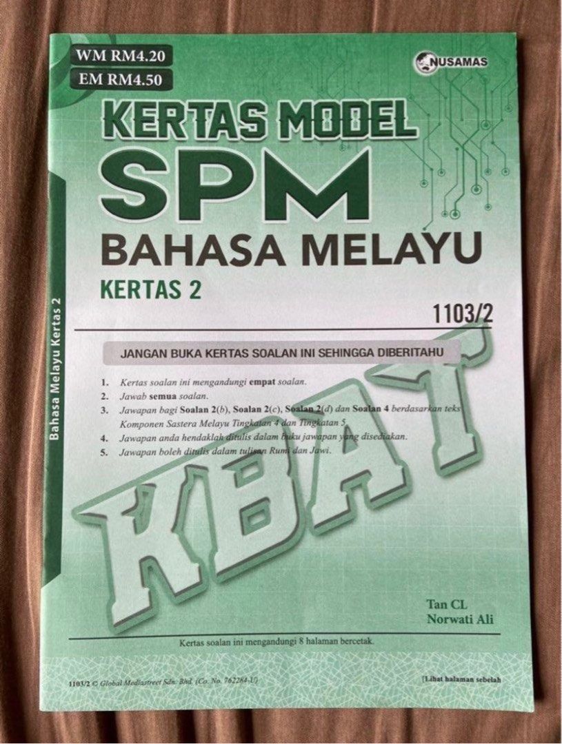 Kertas Model SPM Bahasa Melayu Kertas 2 By Nusamas exercise book RM3 ...